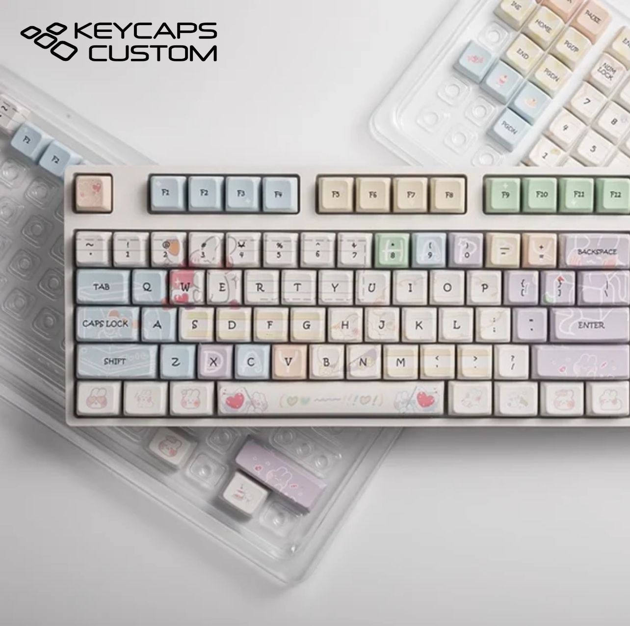 171pcs Kawaii Rabbit Theme Keycap Set, Cute Keycaps, Anime Keycap, MDA ...