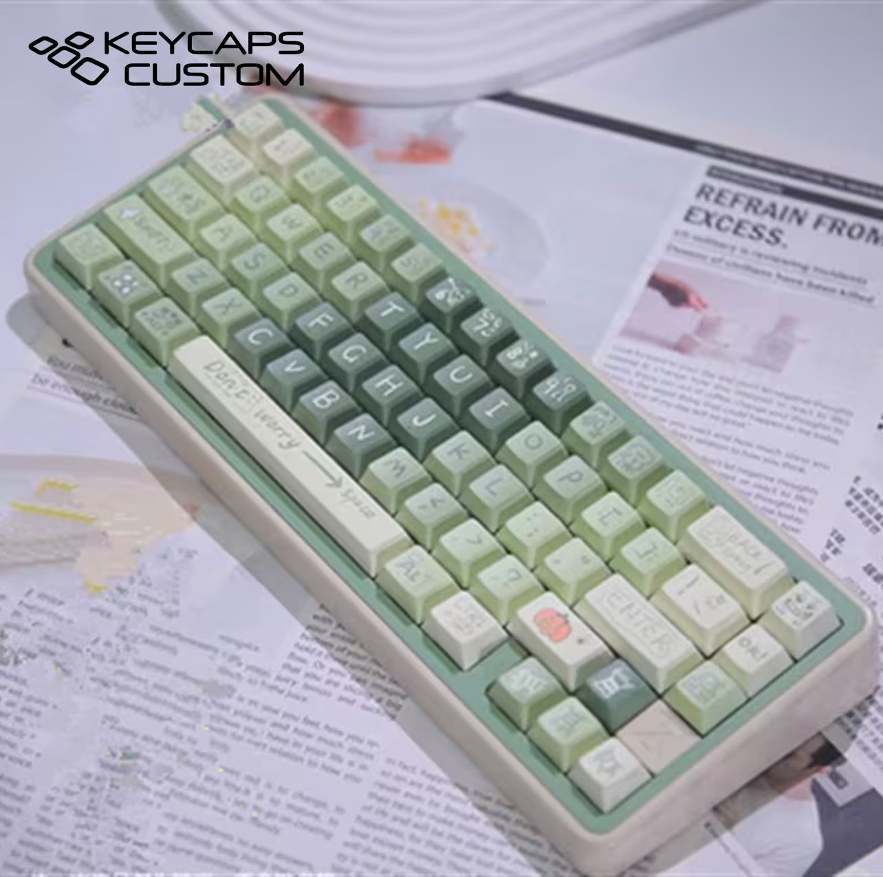 143pcs, Matcha Cream Green Theme Keycap Set, Kawaii Keycaps, Cherry ...