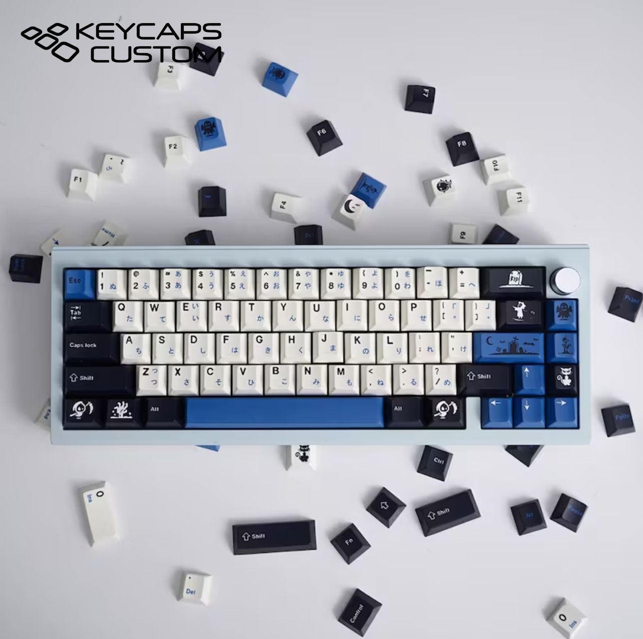 152PCS Midnight Ghost Theme Keycap Set,Japanese Keycap,PBT Keycap ...