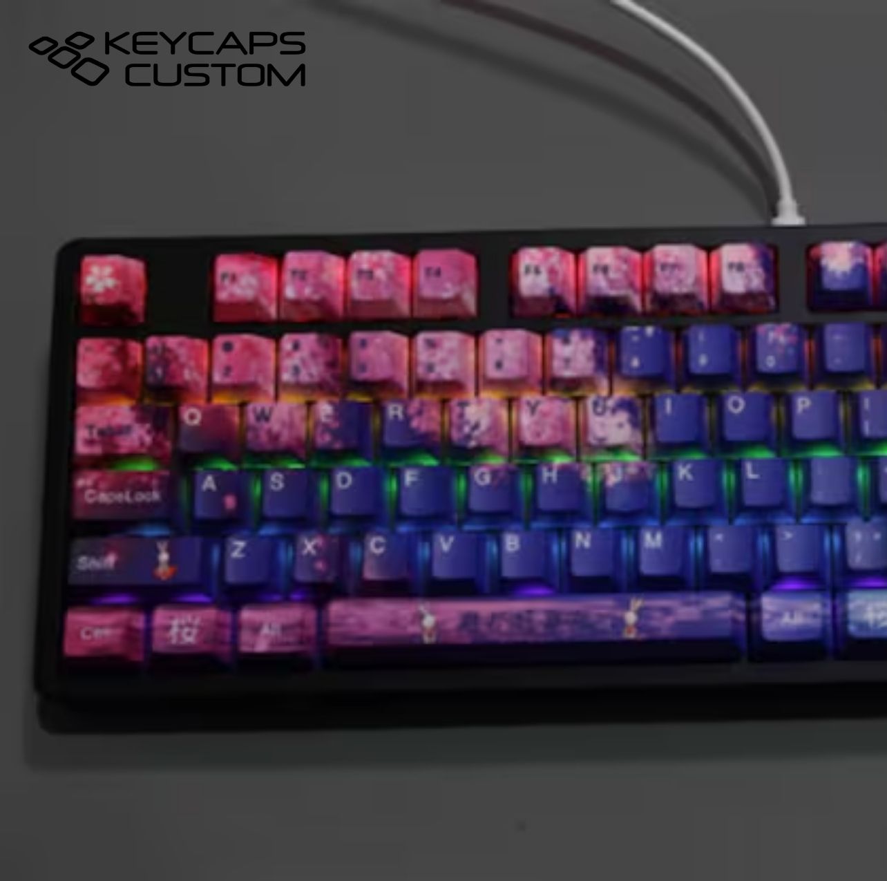 108pcs, Night Cherry Blossom Theme Keycaps, Cherry Profile Keycap, PBT ...