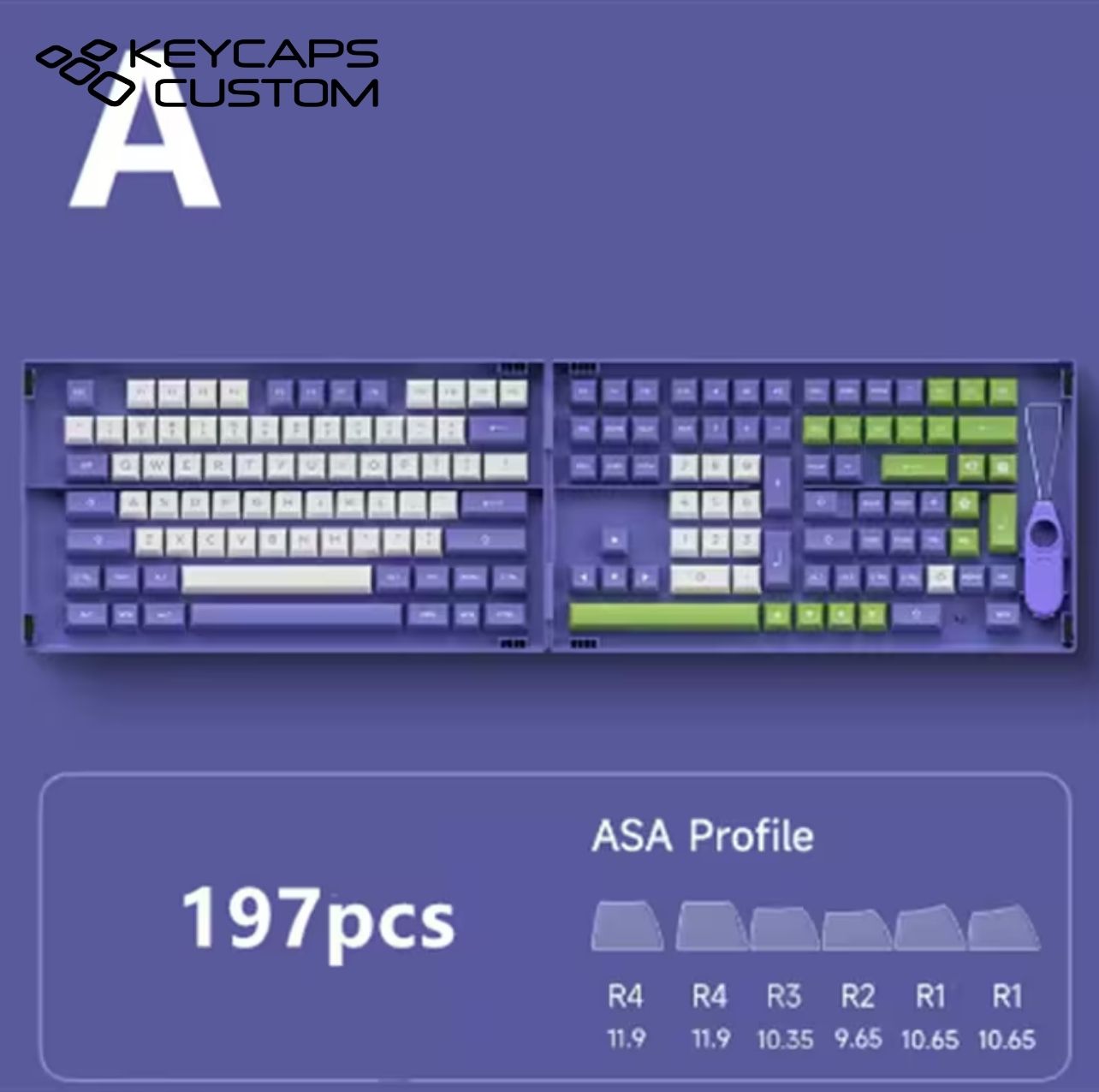 197pcs, Purple Matcha Color Theme Keycap Set, ASA Keycaps, PBT Keycap ...