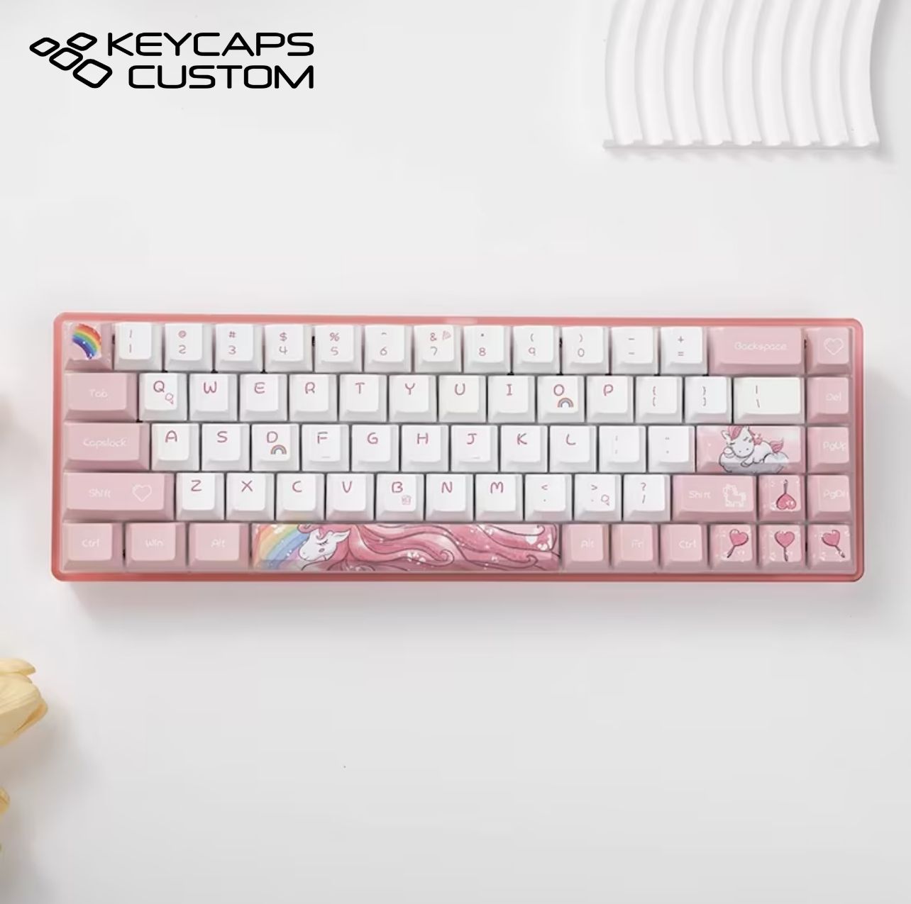 135PCS Rainbow Horse Theme Keycap Set,Cute Keycap Set,Pink Keycap,PBT ...