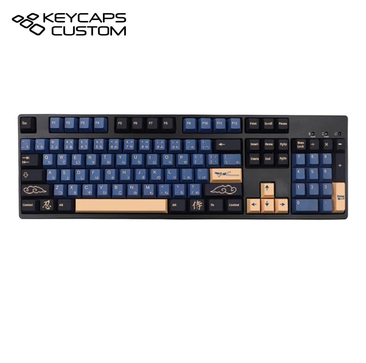 135pcs Samurai Theme Keycap Set, Japanese Style Keycap Set,Dark Blue ...