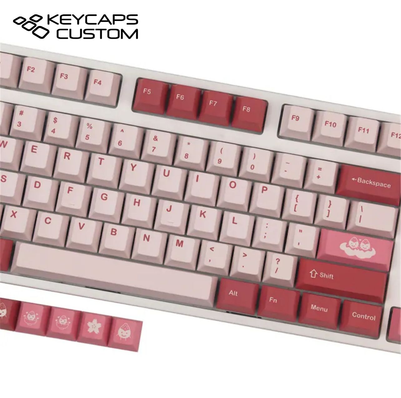 135pcs Strawberry Dessert Theme Keycap Set,Cute Pink Keycap,PBT Keycap ...