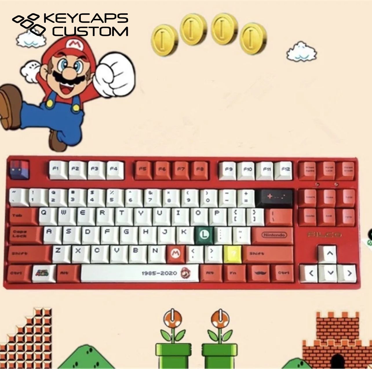 120pcs,Red Theme Mario Keycap Sets,Super Mario Keycap Set,PBT Keycap ...